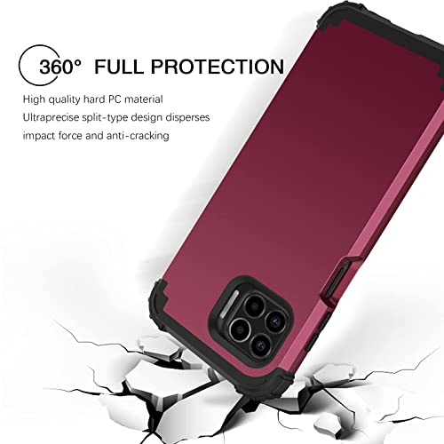 BENTOBEN Case Compatible with Moto One 5G/Moto G 5G Plus/Moto One 5G UW, 3 Layer Heavy Duty Rugged Shockproof Protective Cover for Motorola Moto One 5G /G 5G Plus/One 5G UW 6.7", Wine Red