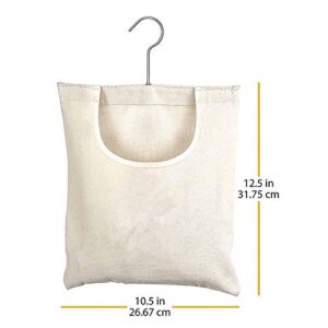 Handy Laundry Clothespin Bag, Semi-Closed Canvas Clothespin Storage Hanger Bag, Hanging Storage Organizer Laundry Clothes Pin Holder with Hanging Hook for Home Outdoor Supply, 10.6 x 12.6 Inch