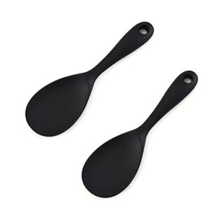 Rice Paddle, Silicone Rice Spoon Non Stick Rice Scooper Heat Resistant Kitchen Gadge Rice Spoon Paddle Cooking Utensil Rice Spatula Rice Cooker Spoon for Rice, Salads, Mashed Potato (Set of 2)