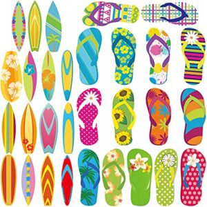 60 pieces surfboards accents cut outs flip-flop accents cut outs tropical beach hawaii surfboards flip-flop cutouts colorful surfboards flip-flop bulletin board decor paper sign with glue point dots