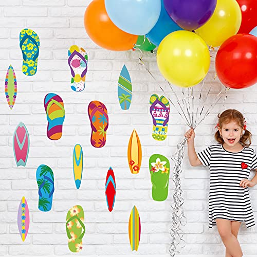 60 Pieces Surfboards Accents Cut Outs Flip-Flop Accents Cut Outs Tropical Beach Hawaii Surfboards Flip-Flop Cutouts Colorful Surfboards Flip-Flop Bulletin Board Decor Paper Sign with Glue Point Dots