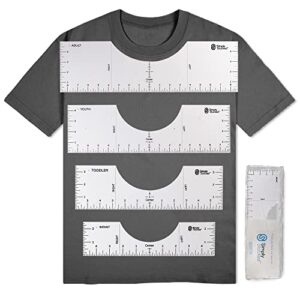 simply stocked tshirt ruler guide for vinyl alignment - 4 pcs of pvc t shirt rulers to center designs for heat press - 17.5, 16, 12 and 10 inch guides for t-shirts of all sizes (white)