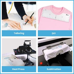 Simply Stocked Tshirt Ruler Guide for Vinyl Alignment - 4 Pcs of PVC T Shirt Rulers to Center Designs for Heat Press - 17.5, 16, 12 and 10 Inch Guides for T-Shirts of All Sizes (White)