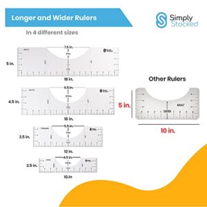 Simply Stocked Tshirt Ruler Guide for Vinyl Alignment - 4 Pcs of PVC T Shirt Rulers to Center Designs for Heat Press - 17.5, 16, 12 and 10 Inch Guides for T-Shirts of All Sizes (White)