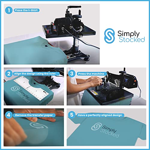 Simply Stocked Tshirt Ruler Guide for Vinyl Alignment - 4 Pcs of PVC T Shirt Rulers to Center Designs for Heat Press - 17.5, 16, 12 and 10 Inch Guides for T-Shirts of All Sizes (White)