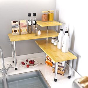 kitchen countertop organizer bathroom shelves, 3 tier over the sink shelf, kitchen organization storage bamboo spice rack, perfume and coffee bar organizer corner stand, decor for living room, bedroom