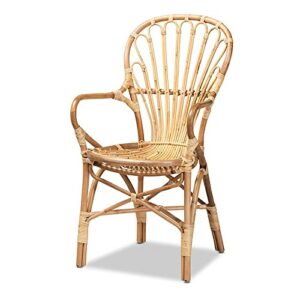 baxton studio sheraton natural finished rattan armchair