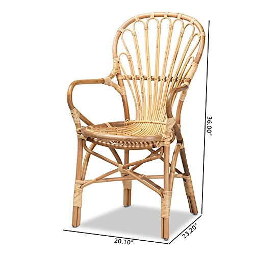 Baxton Studio Sheraton Natural Finished Rattan Armchair