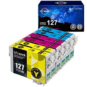 uniwork remanufactured ink cartridge replacement for epson 127 127xl t127 use for workforce 545 845 645 wf-3540 wf-3520 wf-7010 wf-7510 wf-7520 nx530 nx625 printer tray (2 cyan 2 magenta 2 yellow)