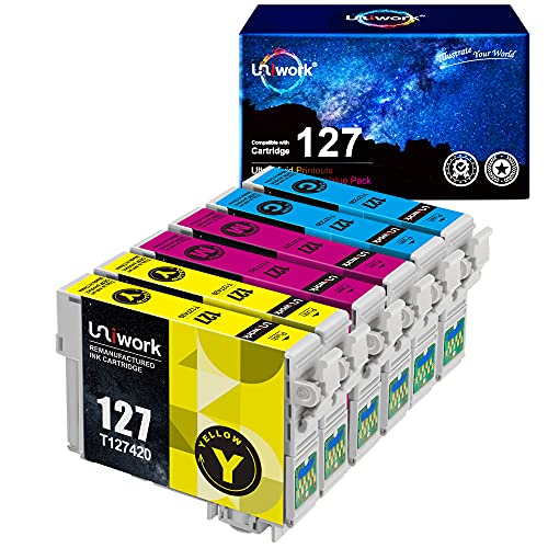 Uniwork Remanufactured Ink Cartridge Replacement for Epson 127 127XL T127 use for Workforce 545 845 645 WF-3540 WF-3520 WF-7010 WF-7510 WF-7520 NX530 NX625 Printer Tray (2 Cyan 2 Magenta 2 Yellow)