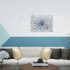 SYGALLERIER Floral Canvas Wall Art with Textured Modern Abstract White Flower Paintings Aesthetic Pictures Artwork for Living Room Bedroom Bathroom Decor