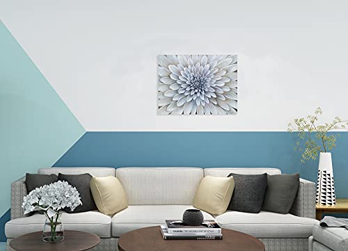 SYGALLERIER Floral Canvas Wall Art with Textured Modern Abstract White Flower Paintings Aesthetic Pictures Artwork for Living Room Bedroom Bathroom Decor