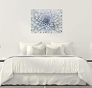 SYGALLERIER Floral Canvas Wall Art with Textured Modern Abstract White Flower Paintings Aesthetic Pictures Artwork for Living Room Bedroom Bathroom Decor