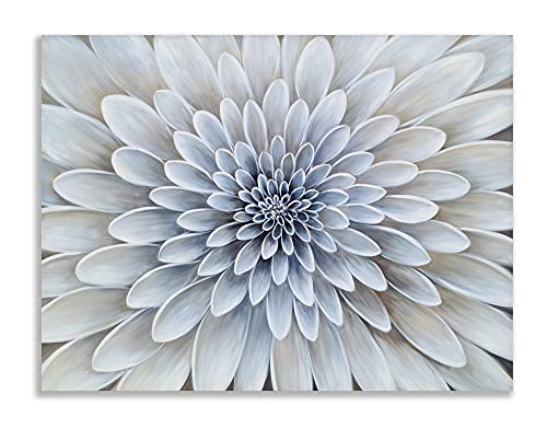 SYGALLERIER Floral Canvas Wall Art with Textured Modern Abstract White Flower Paintings Aesthetic Pictures Artwork for Living Room Bedroom Bathroom Decor