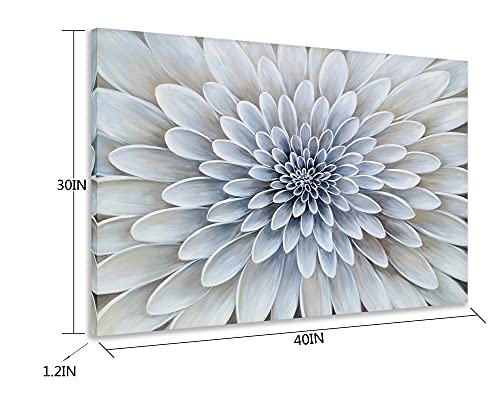 SYGALLERIER Floral Canvas Wall Art with Textured Modern Abstract White Flower Paintings Aesthetic Pictures Artwork for Living Room Bedroom Bathroom Decor