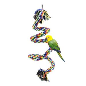 WishLotus Bird Perches, Parrot Colorful Climbing Rope Swing Toys Parrot Stand with Bell and Hanging Clip for Parrots, Budgies, Macaws, Parakeets, and Other Small Birds. (100cm)