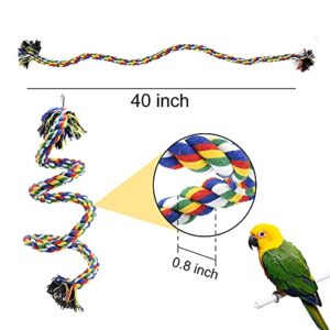 WishLotus Bird Perches, Parrot Colorful Climbing Rope Swing Toys Parrot Stand with Bell and Hanging Clip for Parrots, Budgies, Macaws, Parakeets, and Other Small Birds. (100cm)