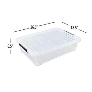 Zopnny 3-Pack 40 Quart Plastic Underbed Storage Box, Large Clear Under Bed Storage Bin with Wheels