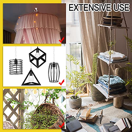 Mardatt 6 Sets White Ceiling Hanging Hook with Chains Swag Hook Kit, 1.5 Inch Swag Hooks with Hardware and 36 Inch Extension Chains for Hanging Plants Lanterns Baskets Indoor or Outdoor