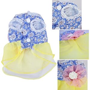 Pet Cute Floral Small Dog Dress For Girl Boy Cats Rabbit Fancy Tutu Adorable Princess Petite Vest Doggie Dresses With Mesh Flower For Pomeranian Chihuahua Skirt Summer Style Puppy Supplies (Yellow, S)