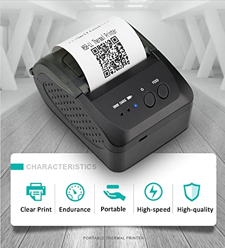 Bluetooth Receipt Printer, 58mm Mini Portable Personal Bill Printer Wireless,Mobile Thermal POS Printer for Small Business, Supports Android/Windows, Not for Square iOS Tablets