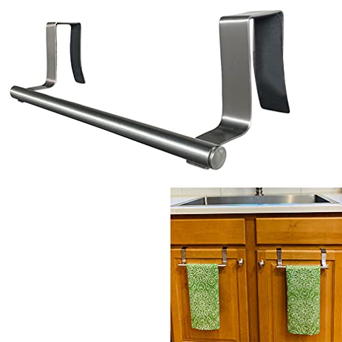 Evelots Towel Bar, Kitchen/Bathroom-2 PK- Over The Door Cabinet/Cupboard, Stainless Steel, Easy Install-No Tool