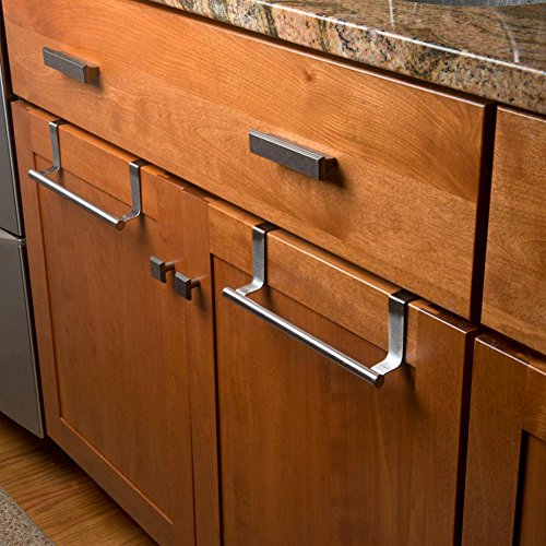 Evelots Towel Bar, Kitchen/Bathroom-2 PK- Over The Door Cabinet/Cupboard, Stainless Steel, Easy Install-No Tool