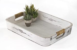 white coffee table tray - 16.5"x12" - white ottoman tray for living room - white trays for coffee table - white tray with handles - farmhouse tray for coffee table - decorative trays for coffee table