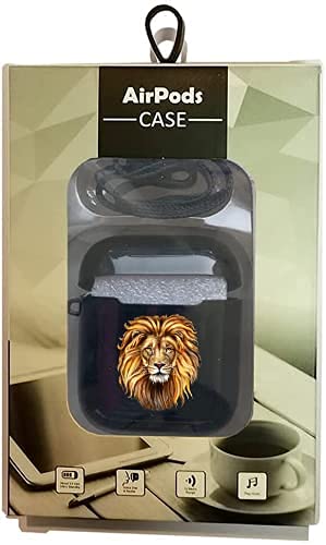 Jaustee Powerful Lion Airpods Case for Airpods 1&2 Case, AirPods Case Protective Cover Skin - Premium Hard Shell Accessories Compatible with Apple AirPods (Black)