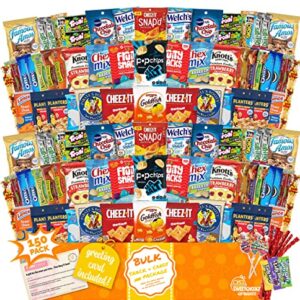 Snack box Care Package (150) Variety Snacks Gift Box Bulk Snacks - College Students, Military, Work or Home - Over 9 Pounds of Snacks! Snack Box Fathers gift basket gifts for men