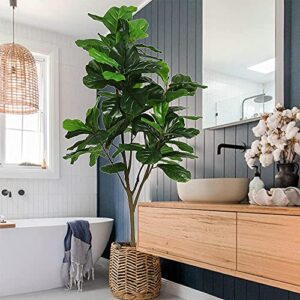 VIAGDO Artificial Fiddle Leaf Fig Tree 6ft Tall 86 Decorative Faux Fiddle Leaves Fake Fig Silk Tree in Pot Artificial Tree for Home Office Living Room Bathroom Corner Decor Indoor