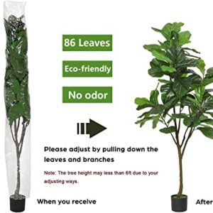 VIAGDO Artificial Fiddle Leaf Fig Tree 6ft Tall 86 Decorative Faux Fiddle Leaves Fake Fig Silk Tree in Pot Artificial Tree for Home Office Living Room Bathroom Corner Decor Indoor