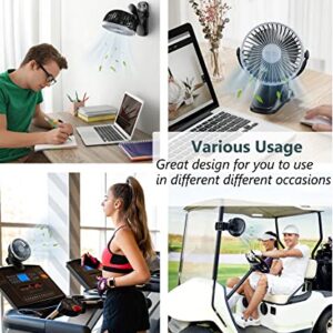 TYZU 5 Inch Clip on Fan, 3-Speed Desk Fan, 2500mAh Battery Operated Portable Stroller Fan with Strong Clamp, Small Dorm Fan with Strong Airflow, 360°Rotate, Quiet USB Fan for Bed Office Treadmill