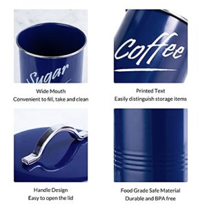 Hillbond Canister Sets Navy Blue Food Storage Canisters Containers: Carbon Steel with Powder Coated Decorative Storage Jars Set of 4 (Navy Blue)