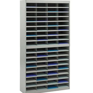 Safco Products E-Z Stor Literature Organizer, 72 Compartment, 9241GRR, Gray Powder Coat Finish, Commercial-Grade Steel Construction, Eco-Friendly