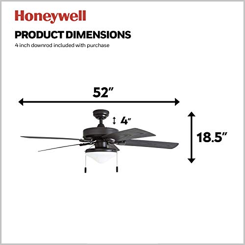 Honeywell Ceiling Fans Belmar 52 Inch Indoor Outdoor LED Light, Damp Rated, Five Blade, Bronze, 50512-01