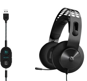 Lenovo Legion H500 PRO 7.1 Surround Sound Gaming Headset, Noise-Cancelling Mic, Memory Foam & PU Leather Earcups, Stainless Steel Headband, PC, PS4, Xbox One, Nintendo Switch, GXD0T69864, Black