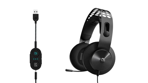 Lenovo Legion H500 PRO 7.1 Surround Sound Gaming Headset, Noise-Cancelling Mic, Memory Foam & PU Leather Earcups, Stainless Steel Headband, PC, PS4, Xbox One, Nintendo Switch, GXD0T69864, Black