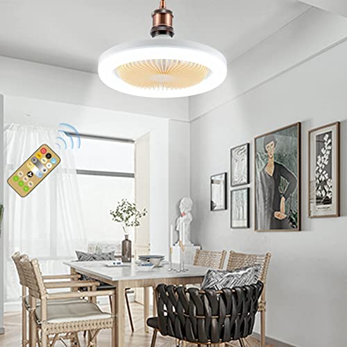 Teocary Fan Light, Ceiling Fans with Lights and Remote Ceiling Fan with Lights, Enclosed Low Profile Fan Light, Hidden Electric Fan Delier with Remote Control Modern Household Ceiling Fan with Light