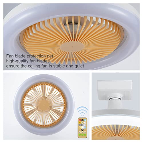 Teocary Fan Light, Ceiling Fans with Lights and Remote Ceiling Fan with Lights, Enclosed Low Profile Fan Light, Hidden Electric Fan Delier with Remote Control Modern Household Ceiling Fan with Light