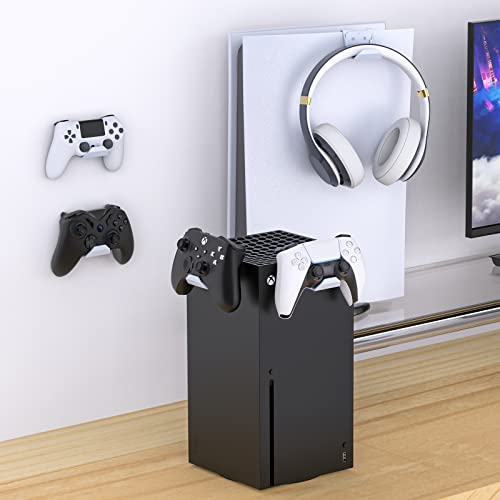 Controller Wall Mount Holder for PS5/PS4/Xbox/Switch Controller, Strong Adhesive/Screw Controller Holder Headphone stand, PS5 Headset Hanger Hook for Universal Gaming Controller and Headset - 6 Pack