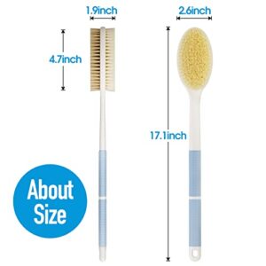 Back Scrubber Anti Slip Long Handle for Shower, Dual-Sided Back Brush with Stiff and Soft Bristles,Body Exfoliator for Bath or Dry Brush.