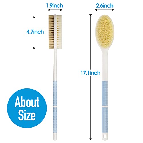 Back Scrubber Anti Slip Long Handle for Shower, Dual-Sided Back Brush with Stiff and Soft Bristles,Body Exfoliator for Bath or Dry Brush.