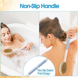 Back Scrubber Anti Slip Long Handle for Shower, Dual-Sided Back Brush with Stiff and Soft Bristles,Body Exfoliator for Bath or Dry Brush.