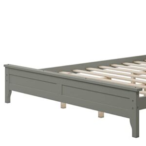 LZ LEISURE ZONE Modern Style Solid Wood Queen Size Platform Bed with Headboard/Footboard/Wood Bed Frame and Solid Wood Center Support Legs, No Box Spring Needed (Grey)