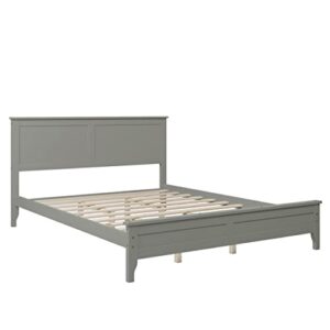 LZ LEISURE ZONE Modern Style Solid Wood Queen Size Platform Bed with Headboard/Footboard/Wood Bed Frame and Solid Wood Center Support Legs, No Box Spring Needed (Grey)