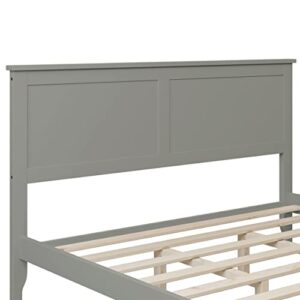 LZ LEISURE ZONE Modern Style Solid Wood Queen Size Platform Bed with Headboard/Footboard/Wood Bed Frame and Solid Wood Center Support Legs, No Box Spring Needed (Grey)