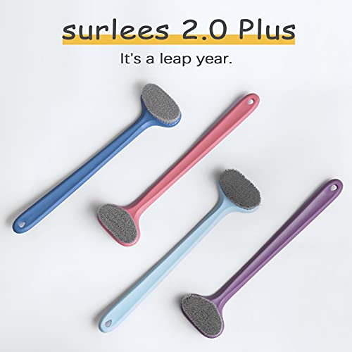 Surlees 2.0 Plus - Back Scrubber for Shower for Men Women Elderly, Bath Brush, Body Brush (15'', Blue)