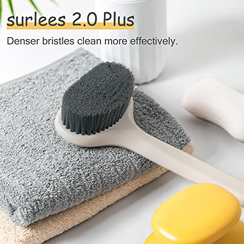 Surlees 2.0 Plus - Back Scrubber for Shower for Men Women Elderly, Bath Brush, Body Brush (15'', Blue)