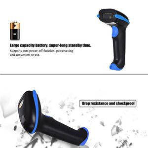 WoneNice Barcode Scanner Wireless 2-in-1 (2.4Ghz Wireless+USB 2.0 Wired) Handheld Bar Code Scanner Reader with USB Receiver for Store, Supermarket, Warehouse